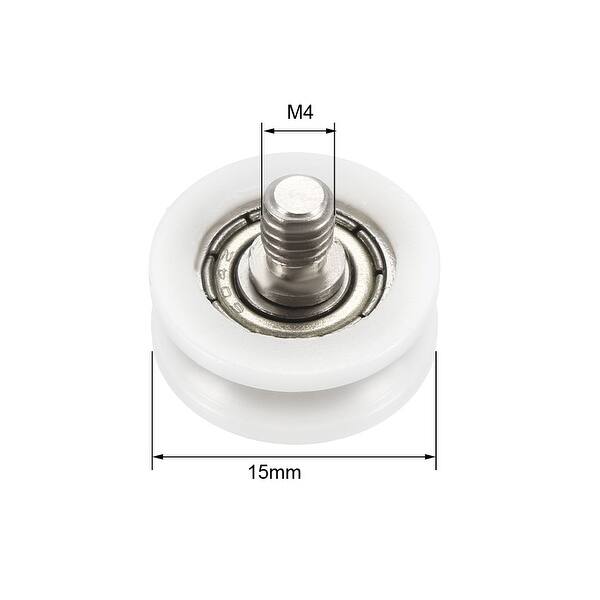V Groove Threaded Rod Track Guide Bearing Pulley Wheel White 15x6mm ...