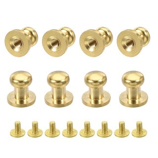 6mm Head Dia. Round Knobs Pull Handle, 8pcs Brass Tone - Brass Tone ...