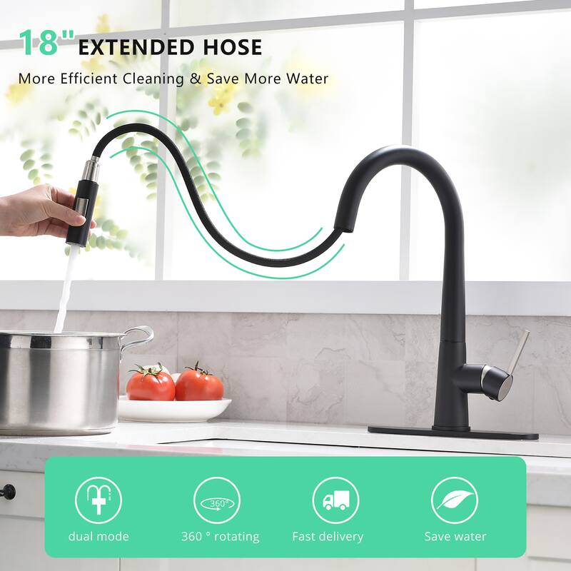Single Handle Pull Down Sprayer Kitchen Faucet with Advanced Spray in ...