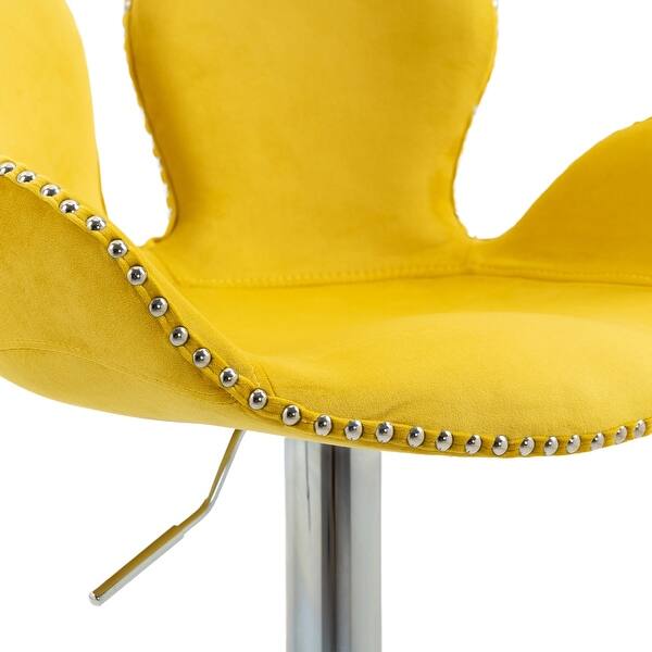 2pcs Swivel Bar Stools Adjustable Counter Height Yellow Bar Chairs ...