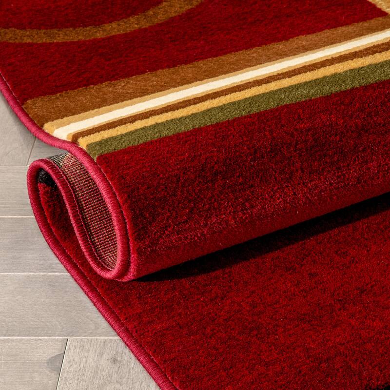 Well Woven Modern Geometric Abstract Shapes Red Oversized Runner Rug ...