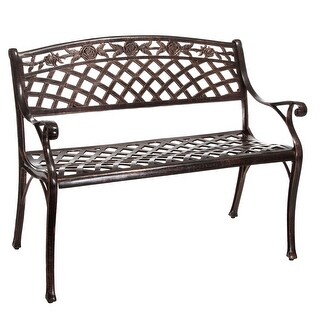 Kaven Outdoor Garden Bench, Aluminum Metal w Copper Finish, 41 Inch ...