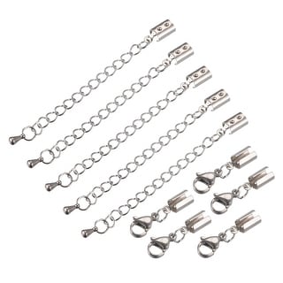 5 Sets Fold Over Cord Ends with Lobster Claw Clasps & Extender Chain ...