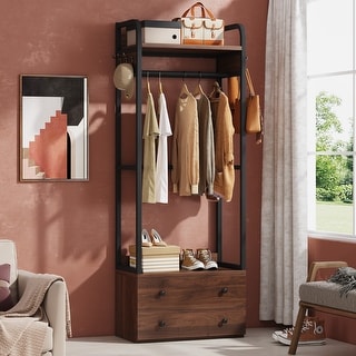 Freestanding Closet Organizer Small Clothes Rack Coat Rack with Drawers ...