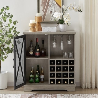 Vintage 16-Bottle Wine and Bar Cabinet with Door - Bed Bath & Beyond ...