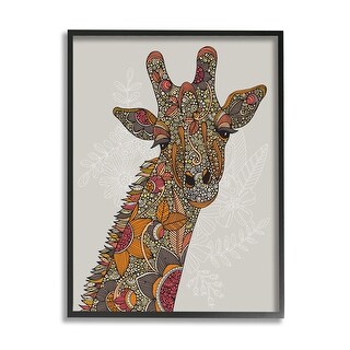 Stupell Pleasant Giraffe Animal Intricate Floral Fractal Details Framed ...