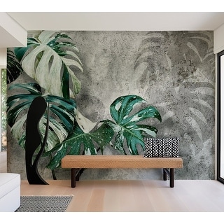 Peel & Stick Botanical Wall Mural - Modern Monstera - Bed Bath & Beyond ...