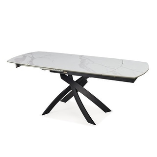 Functional ceramic top dining table with black metal legs - Bed Bath ...