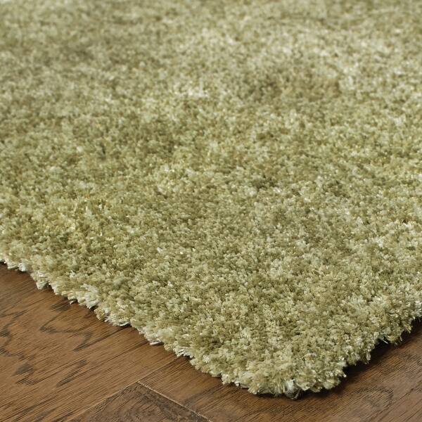 8' X 11' Olive Green Shag Tufted Handmade Stain Resistant Area Rug - 3 ...