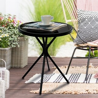 Outdoor Patio Round Metal Small Side Table - Bed Bath & Beyond - 43003682