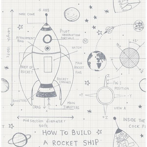 Seabrook Designs How to Build a Rocketship Unpasted Wallpaper - 20.5 in ...