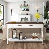 Acacia Wood Console Table with Cane Shelf - On Sale - Bed Bath & Beyond ...