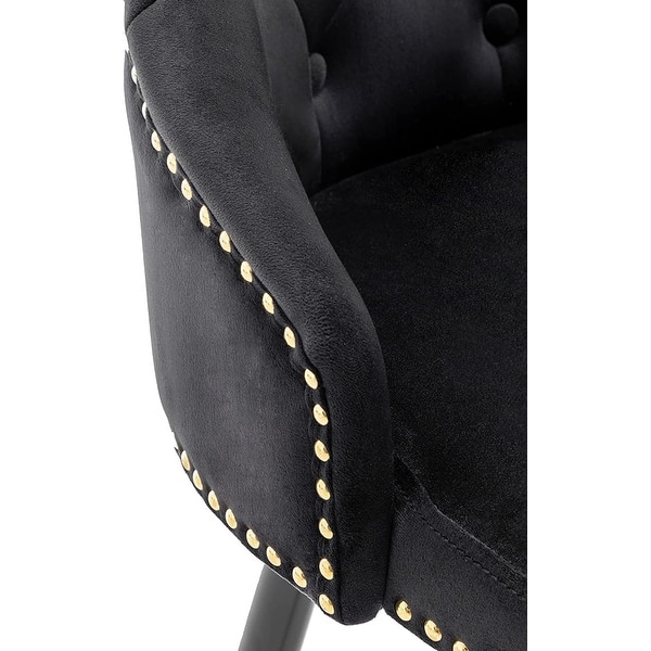 Black Velvet Upholstered Modern Barstool Tufted Living Room Home Dining Bar Kitchen Counter ...