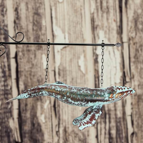 Metal Verdigris Copper Whale Wall Bracket Hanging Sculpture - Bed Bath ...