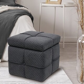 Square Shape Velvet Storage Cube Stool Ottoman - Bed Bath & Beyond ...