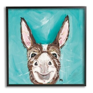 Stupell Silly Smiling Donkey Bold Turquoise Thick Brushstrokes Framed ...