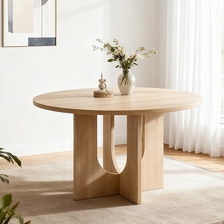 Modern Round Dining Table 47.3-Inch Farmhouse Style For Multiple Rooms ...
