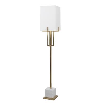 Metal 65" Floor Lamp With White Marble Base, Gold - Overstock - 33062000