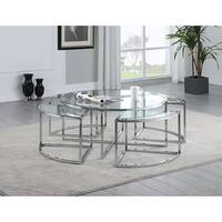 Somette Contemporary 5-Piece Nesting Glass Cocktail Table Set - Bed ...