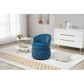 Light Blue Velvet Swivel Barrel Chair Button Tufted Club Accent Chair ...