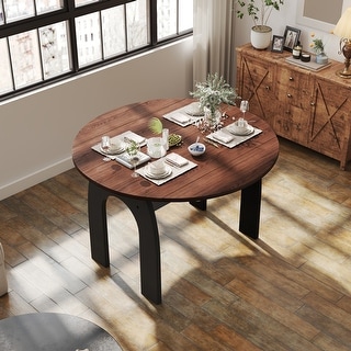 Round Extendable Dining Table, Space Saving Convertible Kitchen Table ...