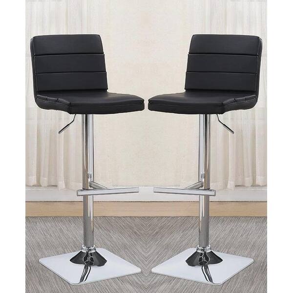Horizontal Design Black Adjustable Swivel Stools with Square Chrome ...