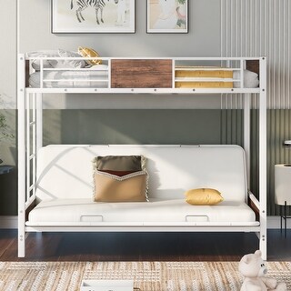 White Functional Sofa-like Daybed Frame, Twin-over-Futon Metal Bunk Bed ...