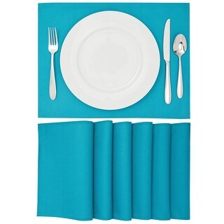 Set of 6 Placemats 13 x 17 in Teal Blue Washable Kitchen Table Mats ...