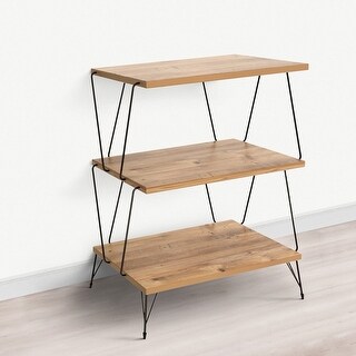 29 Inch Modern Rectangular 3 Tier Etagere Wood Storage Rack, Metal ...