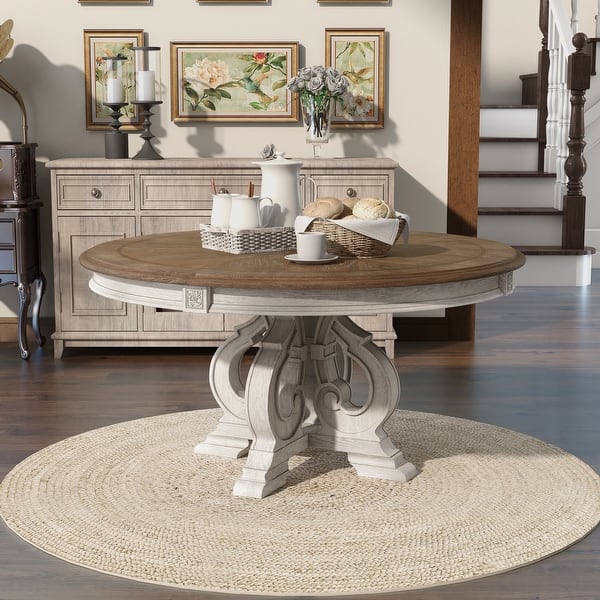 The Gray Barn Caelum Farmhouse Antique White 60-inch Wood Round Dining ...