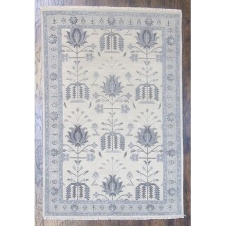 Wahi Rugs Hand Knotted Tribal Fine Oushak White Wash 4'0"x6'0" - Bed ...