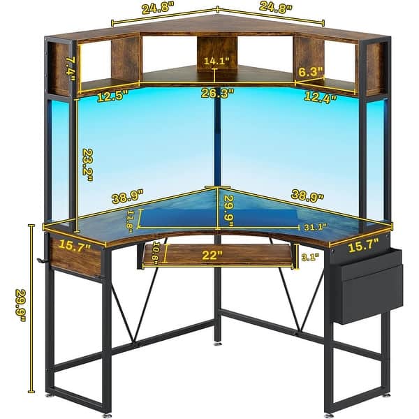 Triangle Corner Desk Small Computer Desk Storage Shelves - Bed Bath ...