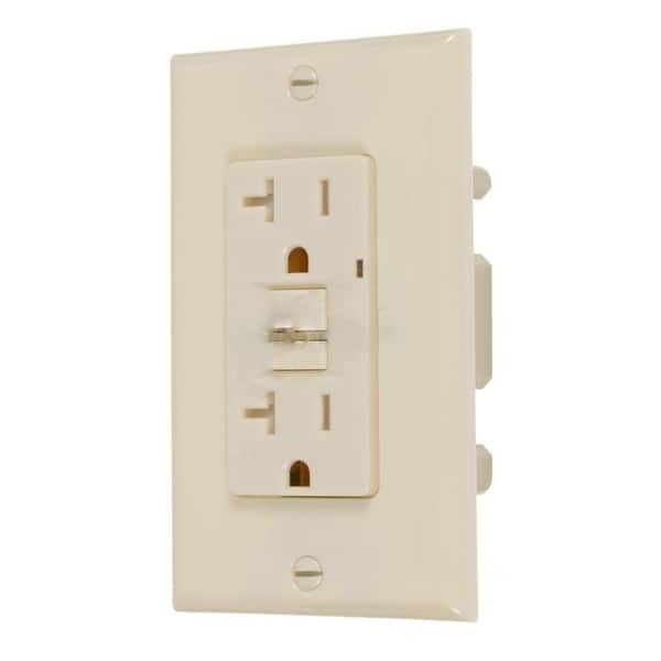 20 AMP Rectangle Ivory Electrical GFCI Receptacle Plastic American ...