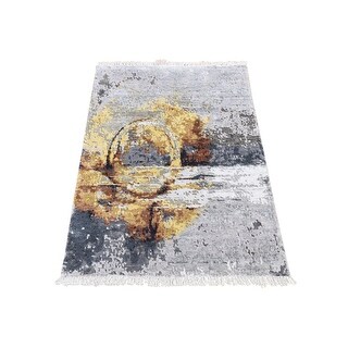 Shahbanu Rugs Gainsboro Gray Contemporary Abstract Design Strike Off ...