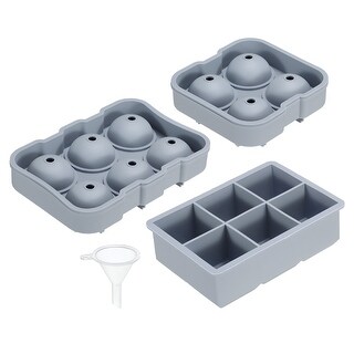 Set of 3 Blue Sphere Ice Ball Maker & Square Ice Cube Tray for ...