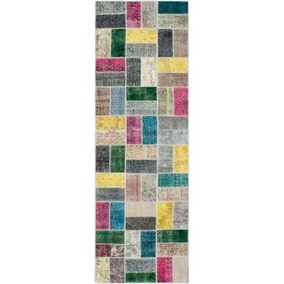 ECARPETGALLERY Hand-knotted Color Transition Patchwork Multi Wool Rug ...