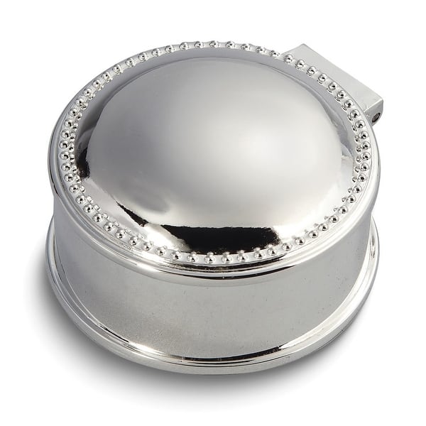 Curata Silver-Plated Hinged Lid Round Beaded Edge Jewelry Box with ...