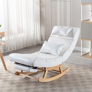 Rocking Chaise Lounges with Adjustable Foot Rest Recliner, White PU ...