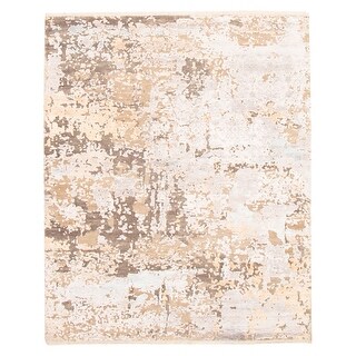 ECARPETGALLERY Hand-knotted Legacy Light Grey Silk, Wool Rug - 7'11 x 9 ...