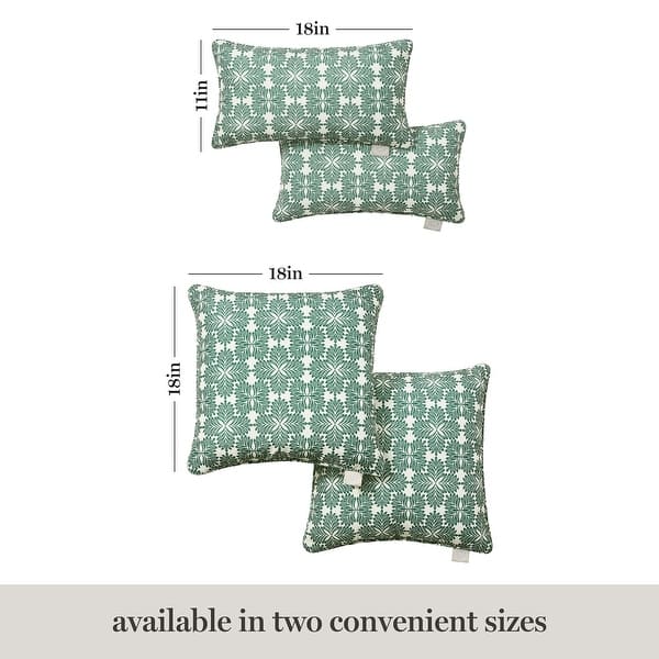 MARTHA STEWART Tulum Indoor Outdoor Pillow 2-Pack Set, Green, 18"x18 ...