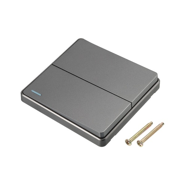 Light Switch Wall Panel Push Button 2 Gang 1 Way Grey 250V 10A ...