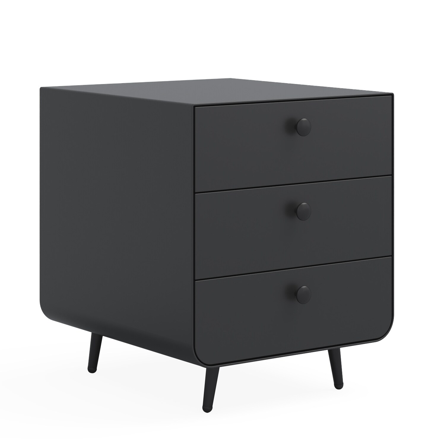 3 Drawer Storage Steel Cabinet with Round Button Handle Classic Nightstand Side Table for Bedroom Living Room Black Bed Bath Beyond 39079658