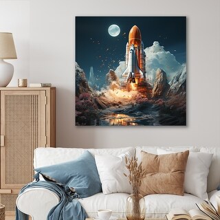 Designart "Rocketship Cosmic Odyssey" Rocketship Wall Art - Bed Bath ...