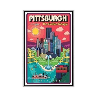 iCanvas "Pittsburgh Pop Art Travel Poster" by Jim Zahniser Framed - Bed ...