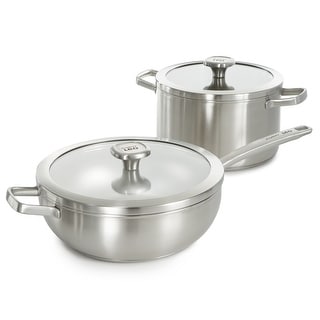 BergHOFF Graphite 4Pc Cookware Set, Glass Lids, Recycled 18/10 ...