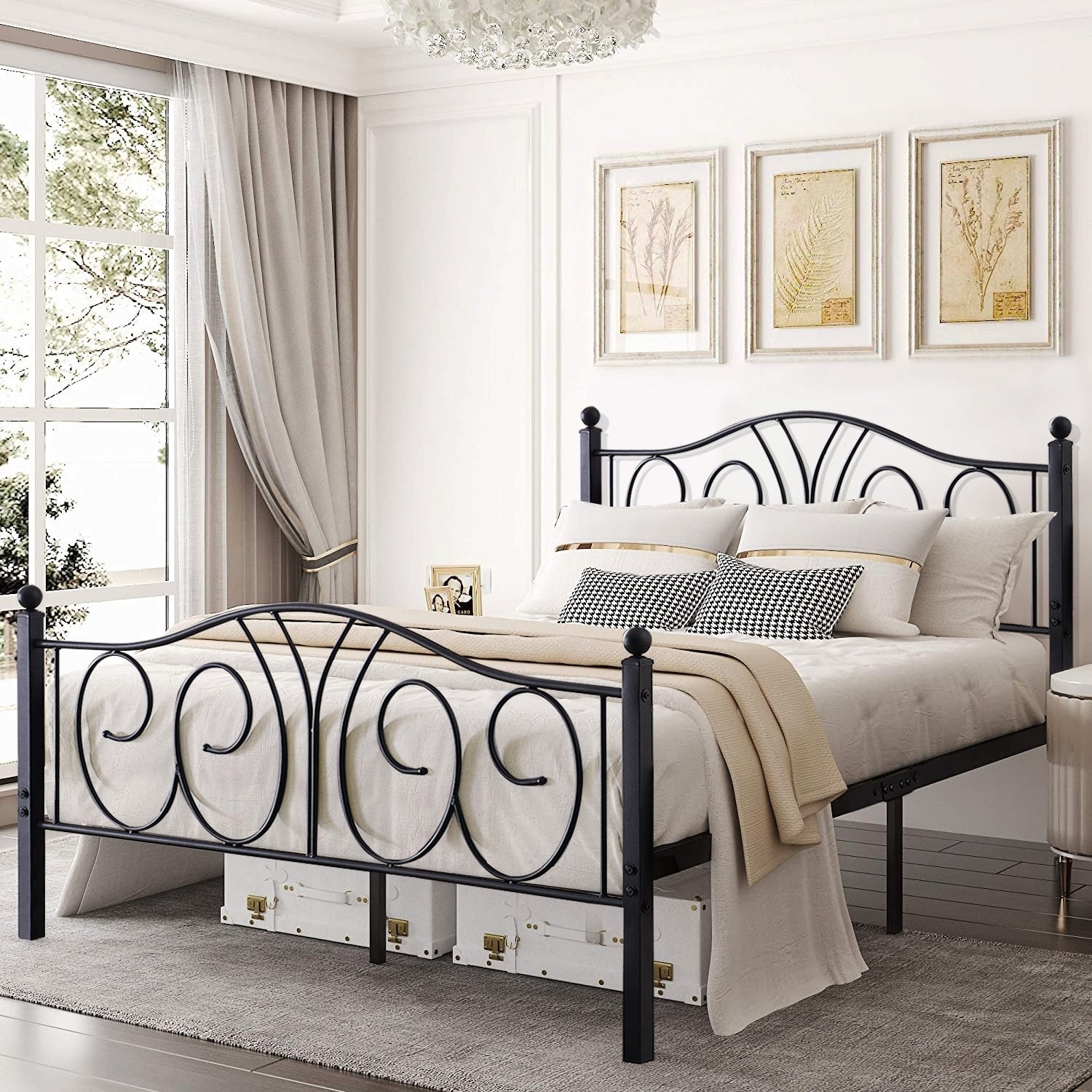 black scroll bed frame