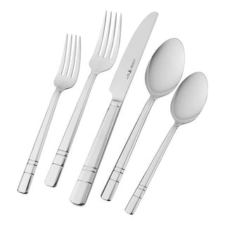 65-Piece Stainless Steel Madison Square Flatware Set - Silver - Bed ...