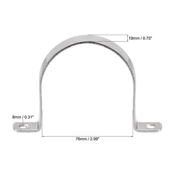 76mm(3") Rigid Pipe Strap, 2 Holes Tube Straps 304 Stainless Steel ...
