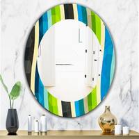 Designart 'Blue, Yellow, Blue, Green and Black Colored Curves' Printed ...