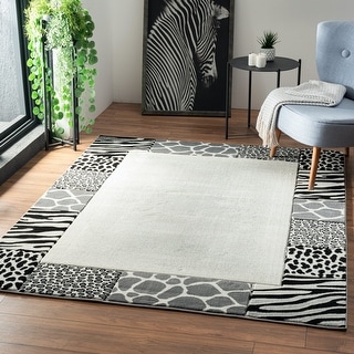 Crystal Collection Animal Print Border Design Area Rug - Bed Bath ...